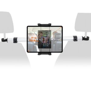 kolasels retractable headrest tablet holder, black, compatible with ipad, iphone, samsung galaxy tab, and other devices