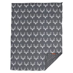 dear baby gear baby blankets for boys & girls - neutral baby blankets - baby girl blanket & baby boy blankets - baby blankets unisex - antlers grey, grey blanket, no ruffle 40x30 in