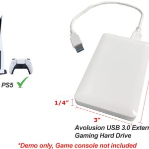 Avolusion HD250U3-Z1-PRO-WH 500GB USB 3.0 Portable External Gaming PS5 Hard Drive - White (for PS5 / PS4, Pre-Formatted) - 2 Year Warranty (Renewed)