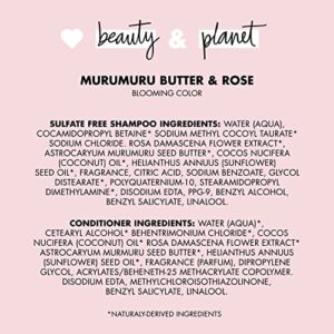 Love Beauty and Planet Blooming Color Sulfate-Free Shampoo and Conditioner for Color Treated Hair Murumuru Butter & Rose 2 Count Vegan, Paraben-Free, Silicone-Free, Cruelty-Free 32 oz