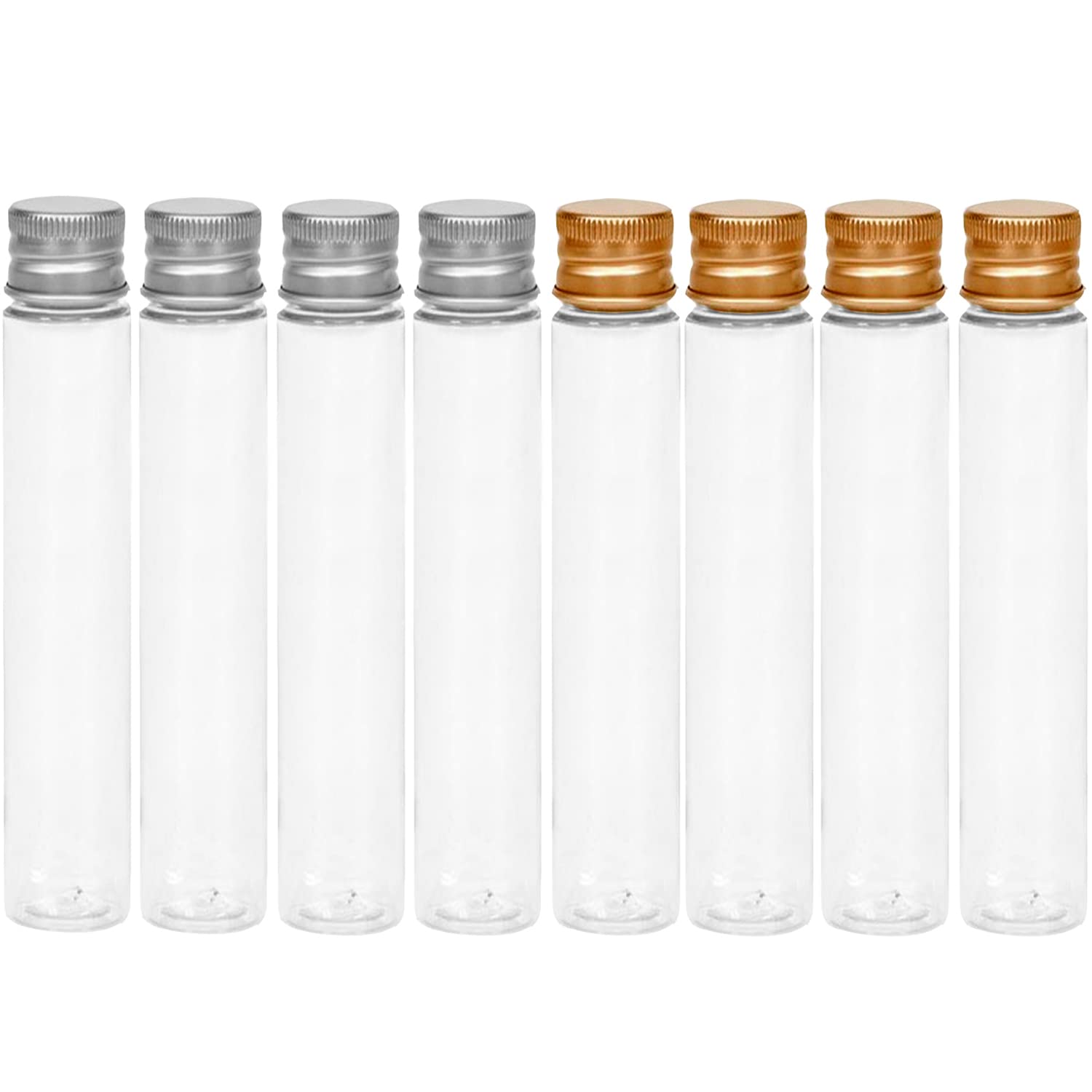 8 Pcs 110ml Plastic Test Tubes 33 x 152mm Clear Flat Test Tubes with Screw Caps for Scientific Experiments, Bath Salts, Candy Storage, Party Favors