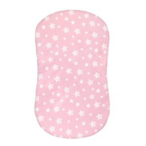 bassinet sheet, 33" x 17" flexible for different cradle and bassinet mattress, soft breathable universal sheet for rectangle, oval, hourglass bassinet mattress, pink star