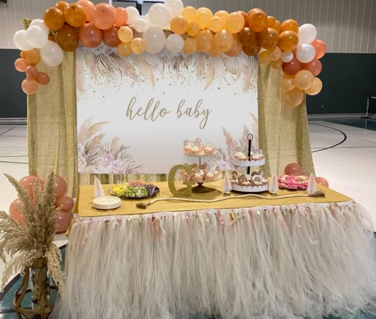 Mocsicka Boho Baby Shower Backdrop for Girl Floral Baby Girl Baby Shower Background Pink Pampas Grass It's a Girl Baby Shower Party Cake Table Decoration Photo Booth Props (7x5ft)