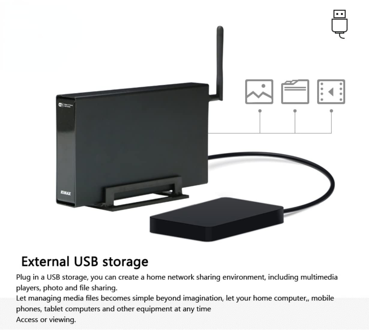 JMT U35WF 6TB 3.5 inch Mobile Multi-Function Hard Disk Box WiFi Wireless NAS Private Cloud Storage Office Home (Hard Drives not Included)