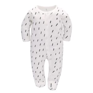 LAT 3 Pcs Infant Girls Boys Footie Onesies Sleeper Newborn Cotton Sleepwear Outfits (Orange fox + Raindrops, S (56cm))