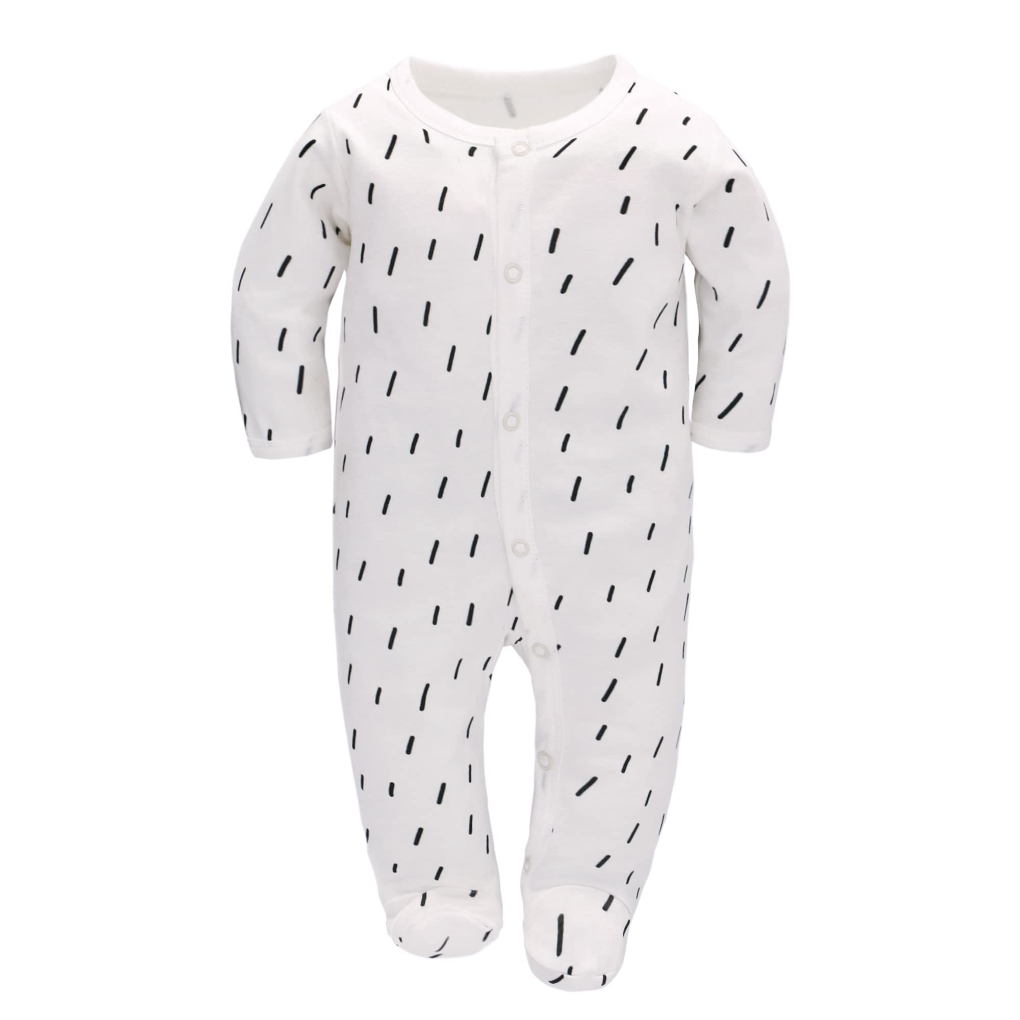 LAT 3 Pcs Infant Girls Boys Footie Onesies Sleeper Newborn Cotton Sleepwear Outfits (Orange fox + Raindrops, S (56cm))