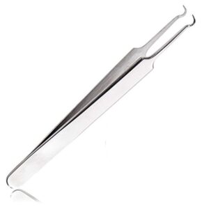 beuking acne blemish blackhead comedone stainless steel nipper blemish extractor tool for remove blackhead acne whitehead pimple bend curved tweezers, silver