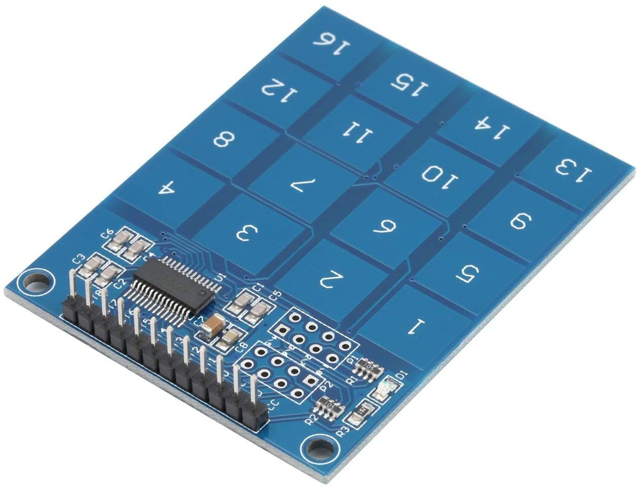 RedTagCanada TTP229 2.4V-5.5V 16 Channel Digital Capacitive Switch Touch Sensor Keypad Module IC for Arduino Board Electronic DIY Tool, Blue