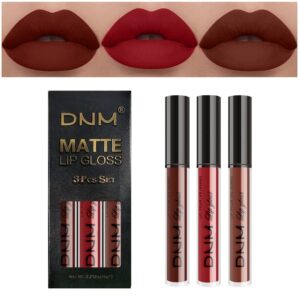 amy's diary 3pcs dark red brown matte 24-hour liquid lipstick sets, permanent stay on lipstick lip set smudge proof matte labial mate for women 24 horas originales(set02)