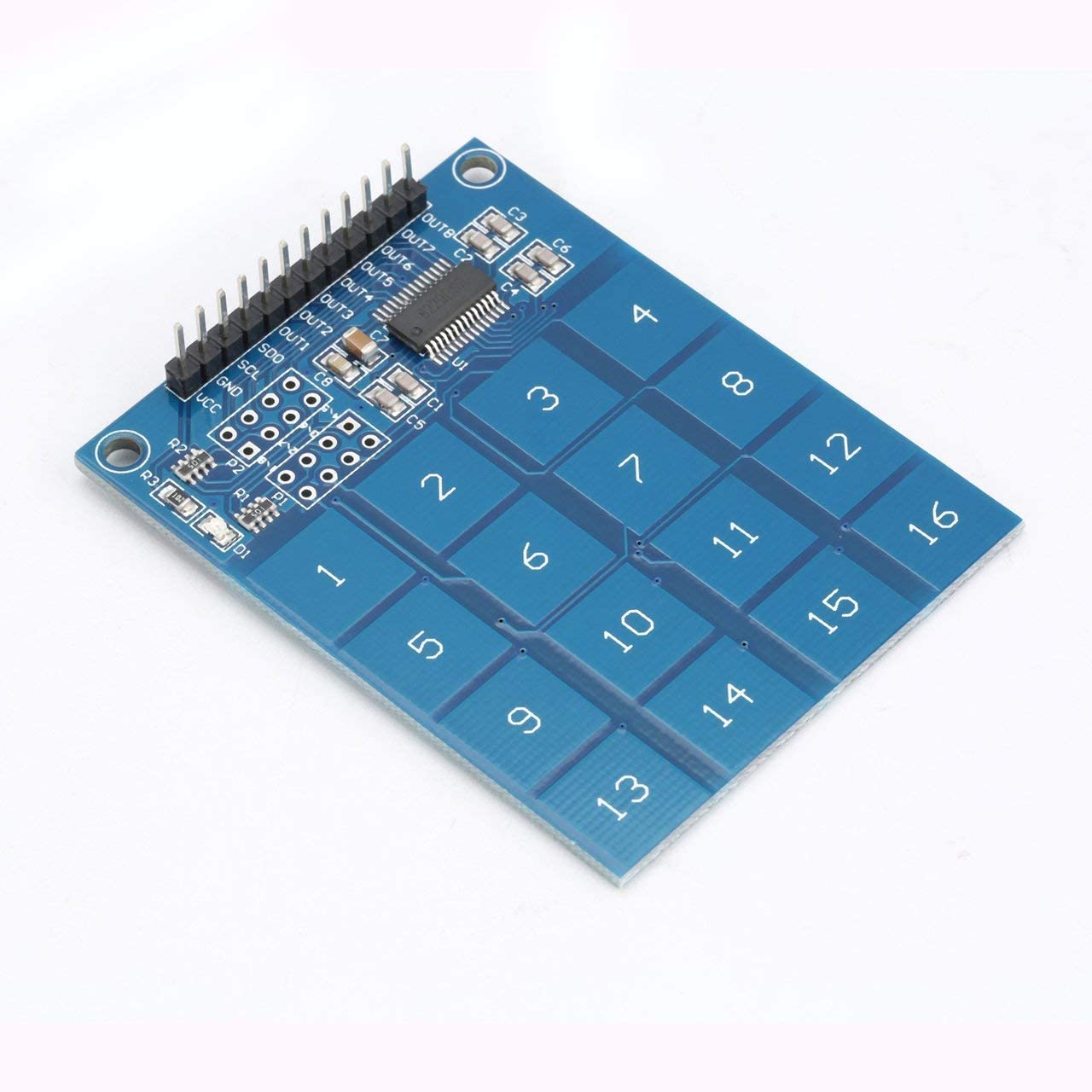 RedTagCanada TTP229 2.4V-5.5V 16 Channel Digital Capacitive Switch Touch Sensor Keypad Module IC for Arduino Board Electronic DIY Tool, Blue