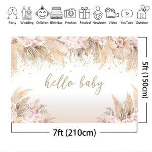 Mocsicka Boho Baby Shower Backdrop for Girl Floral Baby Girl Baby Shower Background Pink Pampas Grass It's a Girl Baby Shower Party Cake Table Decoration Photo Booth Props (7x5ft)