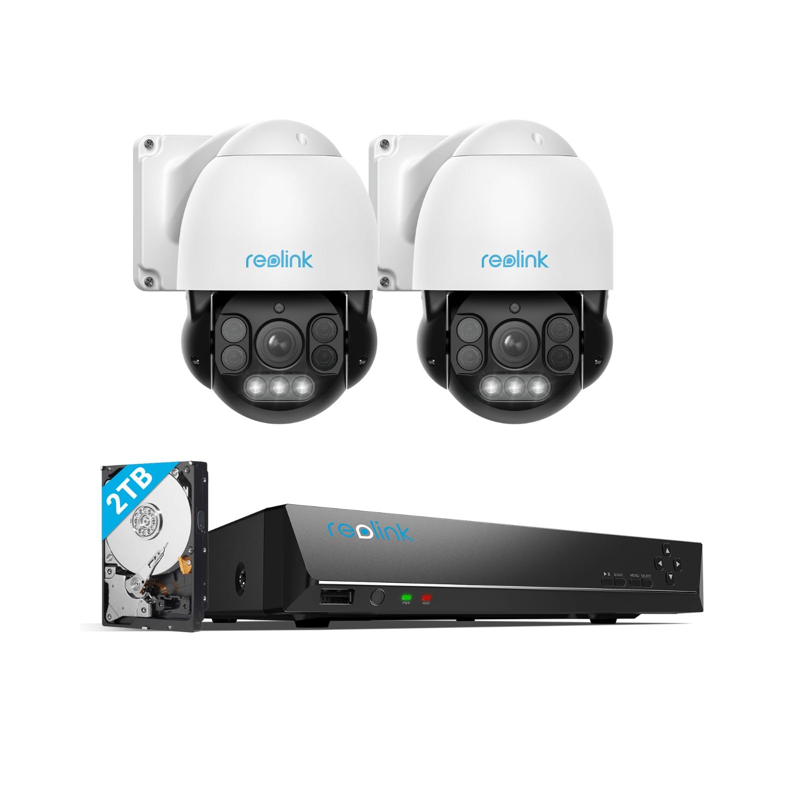 REOLINK 4K PTZ Outdoor PoE IP Security Cameras, 5X Optical Zoom, Auto Tracking, 3pcs Spotlights 190 Ft Color Night Vision, Two Way Talk, 2X RLC-823A Bundle 4K 8 Channel PoE NVR RLN8-410