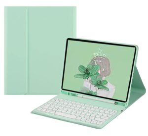 color keyboard for samsung galaxy tab s8 11'' 2022 / s7 2020 11 inch keyboard case cute round key wireless detachable bluetooth keyboard cover with s pen holder (mintgreen)