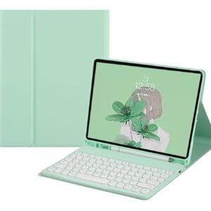 Color Keyboard for Samsung Galaxy Tab S8 11'' 2022 / S7 2020 11 Inch Keyboard Case Cute Round Key Wireless Detachable Bluetooth Keyboard Cover with S Pen Holder (MintGreen)