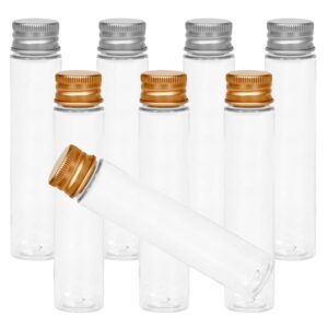 8 pcs 110ml plastic test tubes 33 x 152mm clear flat test tubes with screw caps for scientific experiments, bath salts, candy storage, party favors