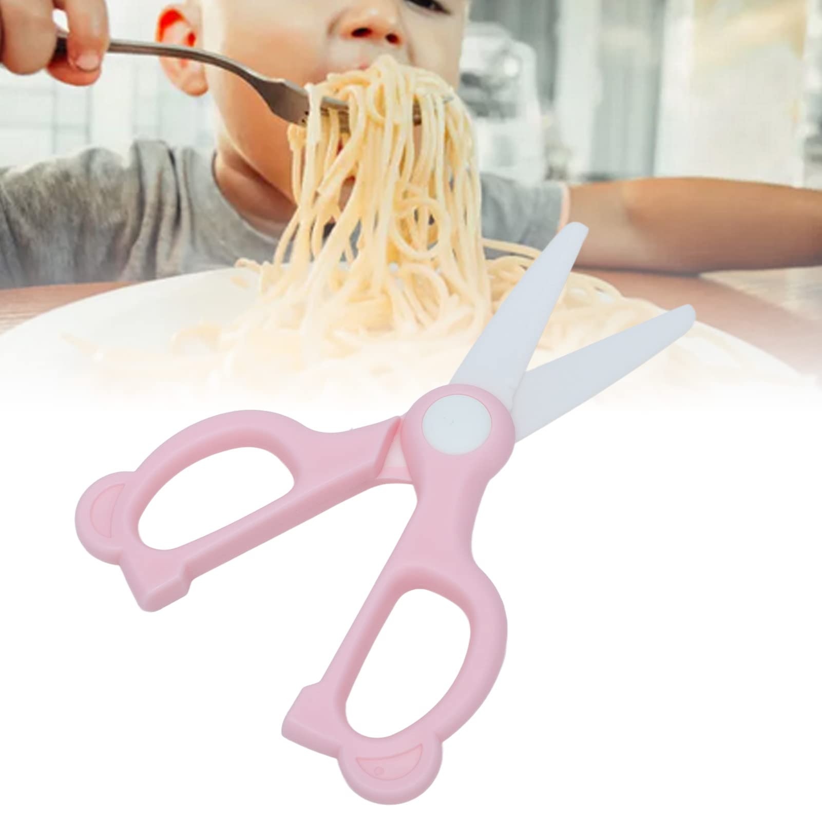 Portable Feeding Aid Scissors Ceramic Food Supplement Scissors with Scissors Cover Storage Box for Supplies Household()