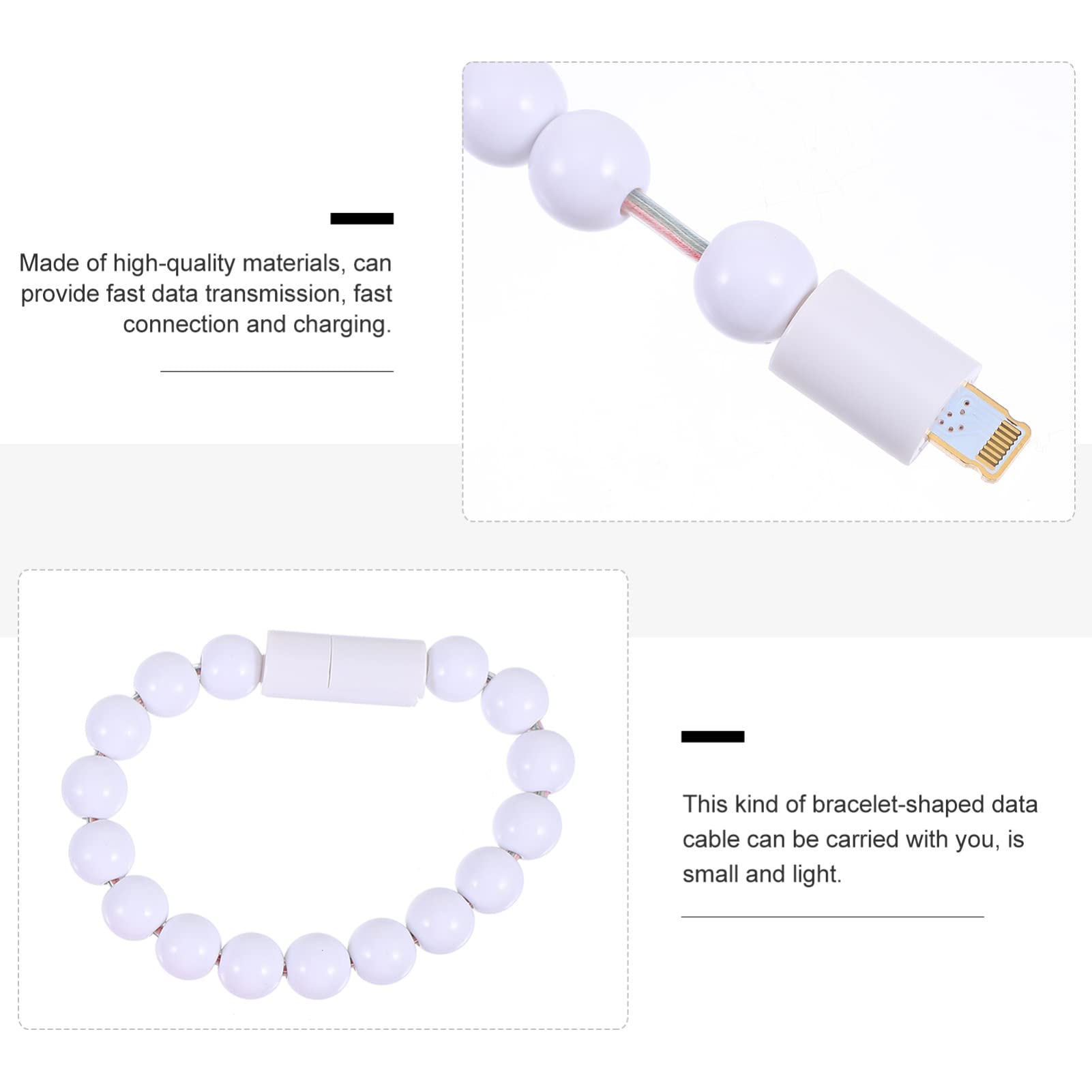 USB Charging Bracelet Beaded Cable: 3pcs compitable for Smart Bracelet Charger Data Cable Charger Cord Elegant Beaded Bracelet for Home Office Car