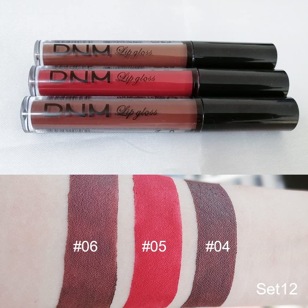 AMY'S DIARY 3Pcs Dark Red Brown Matte 24-Hour Liquid Lipstick Sets, Permanent Stay On Lipstick Lip Set Smudge Proof Matte Labial Mate For Women 24 Horas Originales(Set02)