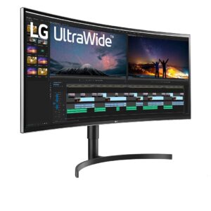 LG 38” QHD+ IPS Curved UltraWide Monitor (3840x1600) with HDR10, Dynamic Active Sync, Black Stabilizer, Flicker Safe, Reader Mode, Onscreen Control & Ergonomic Design (38BN75C-B) (Renewed)