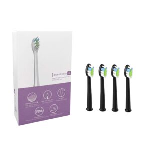 Hanasco Sonic Electric Toothbrush Replacement Heads Pack of 4 （Black）