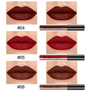 AMY'S DIARY 3Pcs Dark Red Brown Matte 24-Hour Liquid Lipstick Sets, Permanent Stay On Lipstick Lip Set Smudge Proof Matte Labial Mate For Women 24 Horas Originales(Set02)