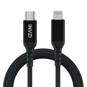 invzi usb c to lightning cable with mfi certified, iphone fast charger 6.6ft nylon braided cable for iphone 16 pro max/pro/mini, iphone 15 pro max, ipad 9, 8, airpods pro and more