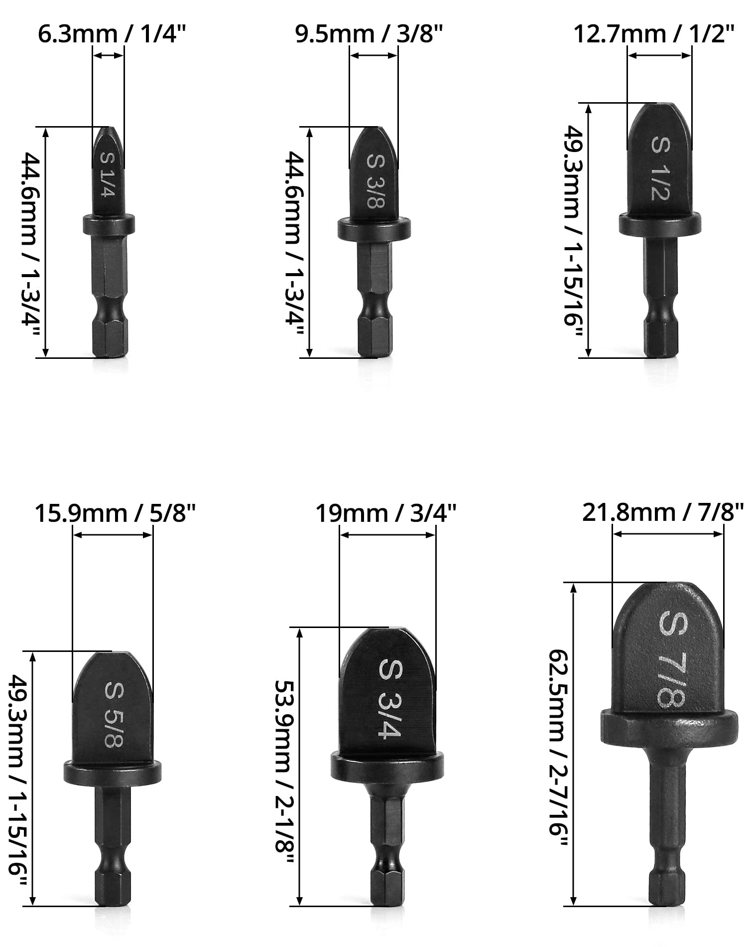 QWORK HVAC Repair Kit Air Conditioner Copper Pipe Expander Expansion Tool Manual Copper Tube Expander Drill Bit Soft Copper Pipe Tool Drill Bit Contains 1/4'', 3/8'', 1/2'', 5/8'', 3/4", 7/8" Bit