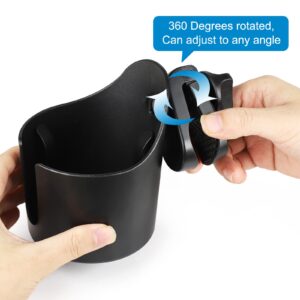 Accmor Universal Stroller Cup Holder, Cup Holder for Stroller, Bike, Walker, Wheelchair, Scooter, Drinks Holder Fits Large Size Cups Bottles,Black