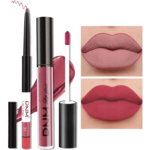 amy's diary 2pcs matte red lip liner and lipstick makeup set, liquid lipstick 24h and lip liner set matt liquid lips make up waterproof long lasting lipstick matte kit with lip liners kit (07)