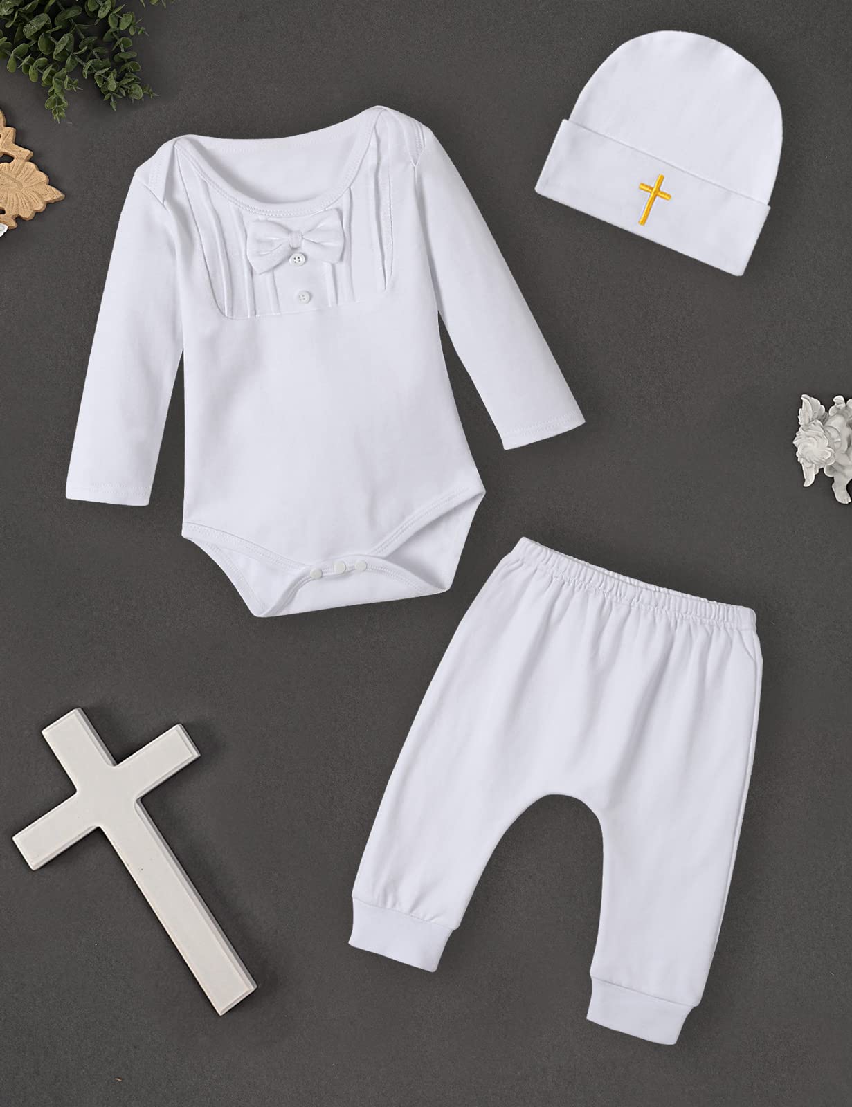 COSLAND Baby Boy Baptism Outfit Christening Clothing 0-3 Months, White