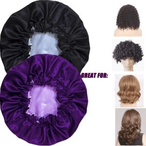 2 Pcs Silk Bonnet for Sleeping Satin Bonnet Double Layer Hair Bonnet for Curly Hair Comforable Satin Hair Wrap Reversible Sleep Cap