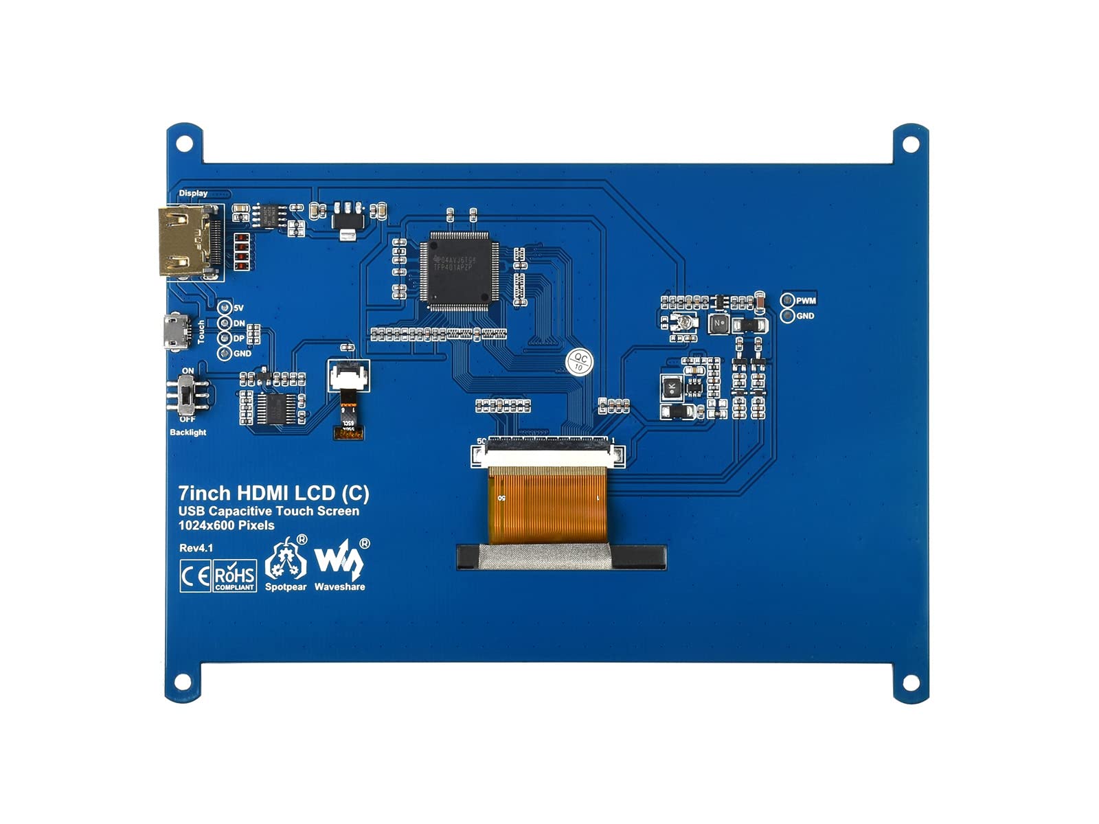 waveshare [Latest Version] Raspberry Pi 4 Display 7inch Capacitive Touch Screen LCD Monitor for Raspberry Pi 400 4 3 Model B Supports All Versions of Raspberry Pi Windows Capacitive