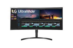 lg 38” qhd+ ips curved ultrawide monitor (3840x1600) with hdr10, dynamic active sync, black stabilizer, flicker safe, reader mode, onscreen control & ergonomic design (38bn75c-b) (renewed)