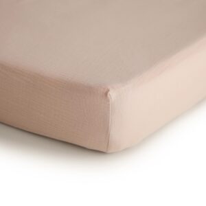 mushie Extra Soft Muslin Fitted Mini Crib Sheet | 24"x 38" (Blush)