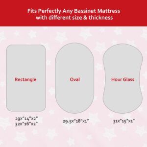 Bassinet Sheet, 33" X 17" Flexible for Different Cradle and Bassinet Mattress, Soft Breathable Universal Sheet for Rectangle, Oval, Hourglass Bassinet Mattress, Pink Star