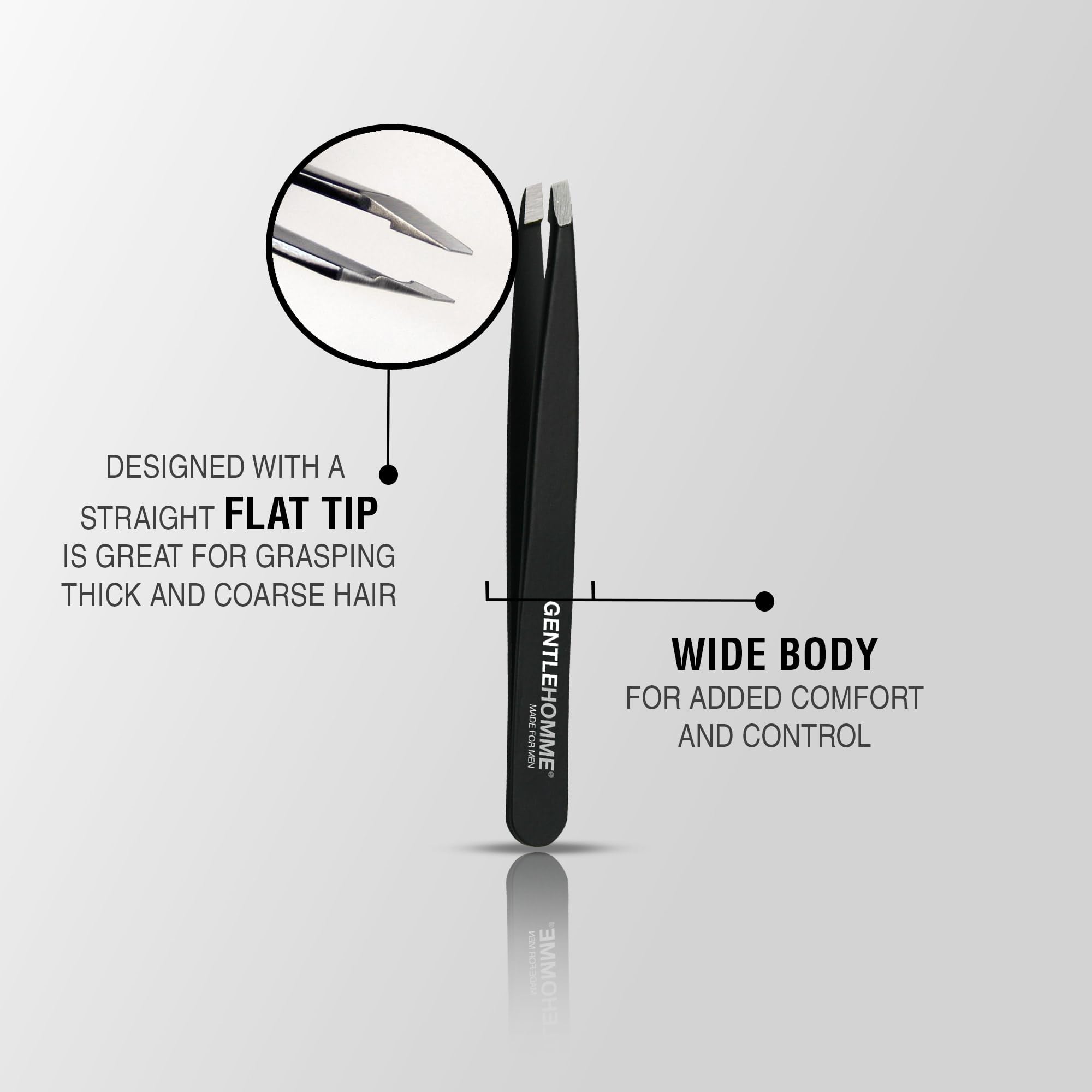 Gentlehomme Tweezer for Men's Eyebrows & Beard - Professional Stainless Steel - Precise for Facial Hair & Eyebrows