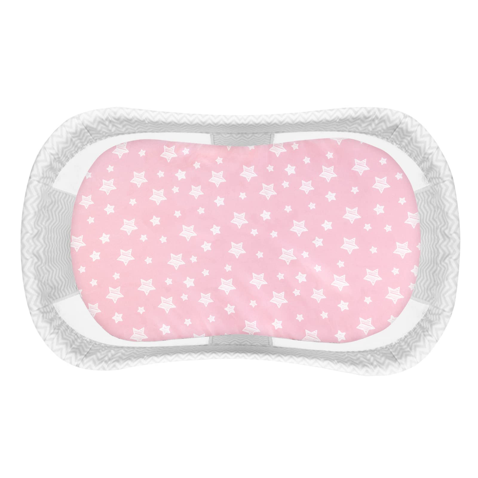 Bassinet Sheet, 33" X 17" Flexible for Different Cradle and Bassinet Mattress, Soft Breathable Universal Sheet for Rectangle, Oval, Hourglass Bassinet Mattress, Pink Star