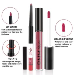 AMY'S DIARY 2pcs Matte Red Lip Liner and Lipstick Makeup Set, Liquid Lipstick 24H and Lip Liner Set Matt Liquid Lips Make Up Waterproof Long Lasting Lipstick Matte Kit with Lip liners kit (07)