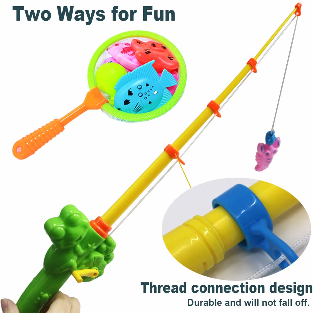 Magnetic Fishing Game Bath Toys for Kids Ages 4-8, 2 Fishing Poles 2 Fishing Nets and 38 Floating Magnet Ocean Sea Animals Bathtub Toys for Kids Toddlers Toys