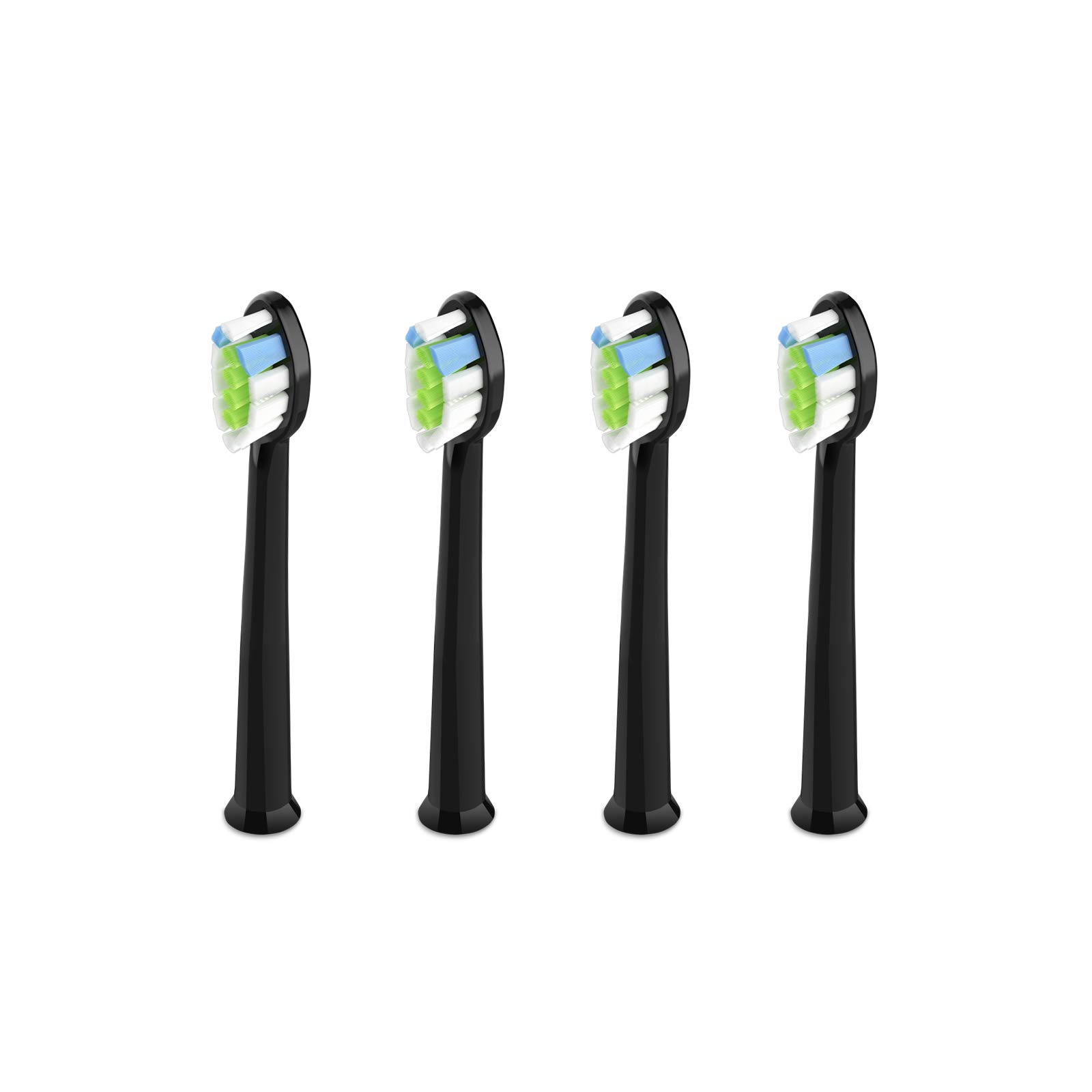 Hanasco Sonic Electric Toothbrush Replacement Heads Pack of 4 （Black）