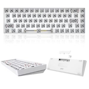 zmx ciy68 keyboard kit,hot swappable 65% mechanical keyboard wireless bluetooth 5.0/2.4g dual mode kit with abs shell metal positioning plate sound insulation mat for windows/android (white)