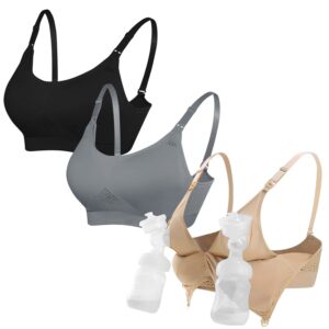 4how hands free pumping bra pumping sports sleeping bra for breastfeeding black nude grey large