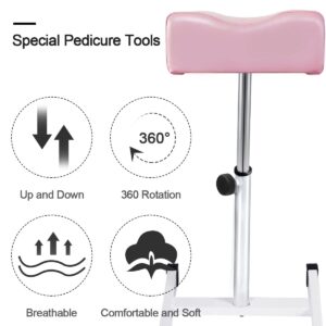 Kalolary Pedicure Foot Rest, Adjustable Height Pedicure Stool Manicure Nail Equipment for Nail Technician Salon Spa (Pink)