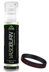 sleekmax, mpa vasoburn capsaicin skin-gel pump bottle, targets stubborn areas, capsaicin cream, yohimbine cream, bundle with a motivational wristband bracelet to motivate and support you (7 oz.)