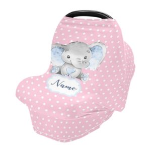 custom baby multi-use car seat cover personalized your kid name cute elephant nursing cover breastfeeding scarf customized cover for car seat baby