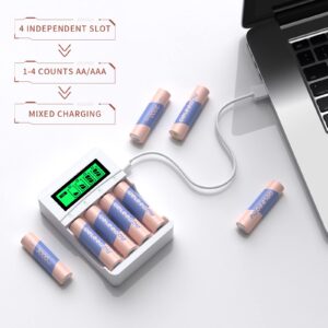 Deleepow AA Rechargeable Batteries 1.2V AA Batteries 8-Pack Nimh Double A Batteries 3000mAh 1200 Cycles with LCD Charger