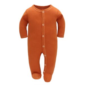 LAT 3 Pcs Infant Girls Boys Footie Onesies Sleeper Newborn Cotton Sleepwear Outfits (Orange fox + Raindrops, S (56cm))