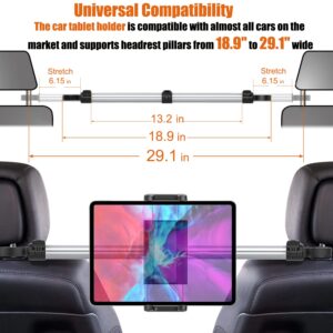 Kolasels Retractable Headrest Tablet Holder, Black, Compatible with iPad, iPhone, Samsung Galaxy Tab, and Other Devices