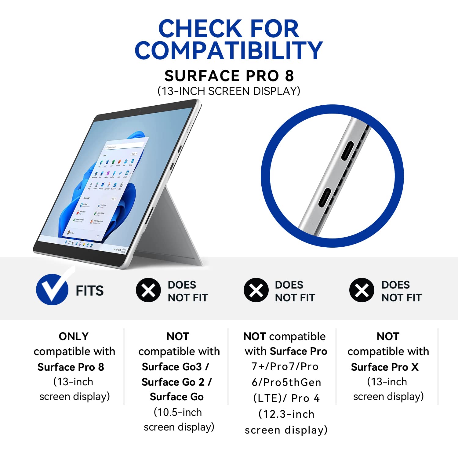 Omnpak Microsoft Surface Pro 8 Case,Multi-Angle Slim Lightweight Protective Cover with Stylus Pen Holder for 2021 Surface pro 8 13 Inch,Compatible with Type Cover Keyboard(Keyboard Not Included)