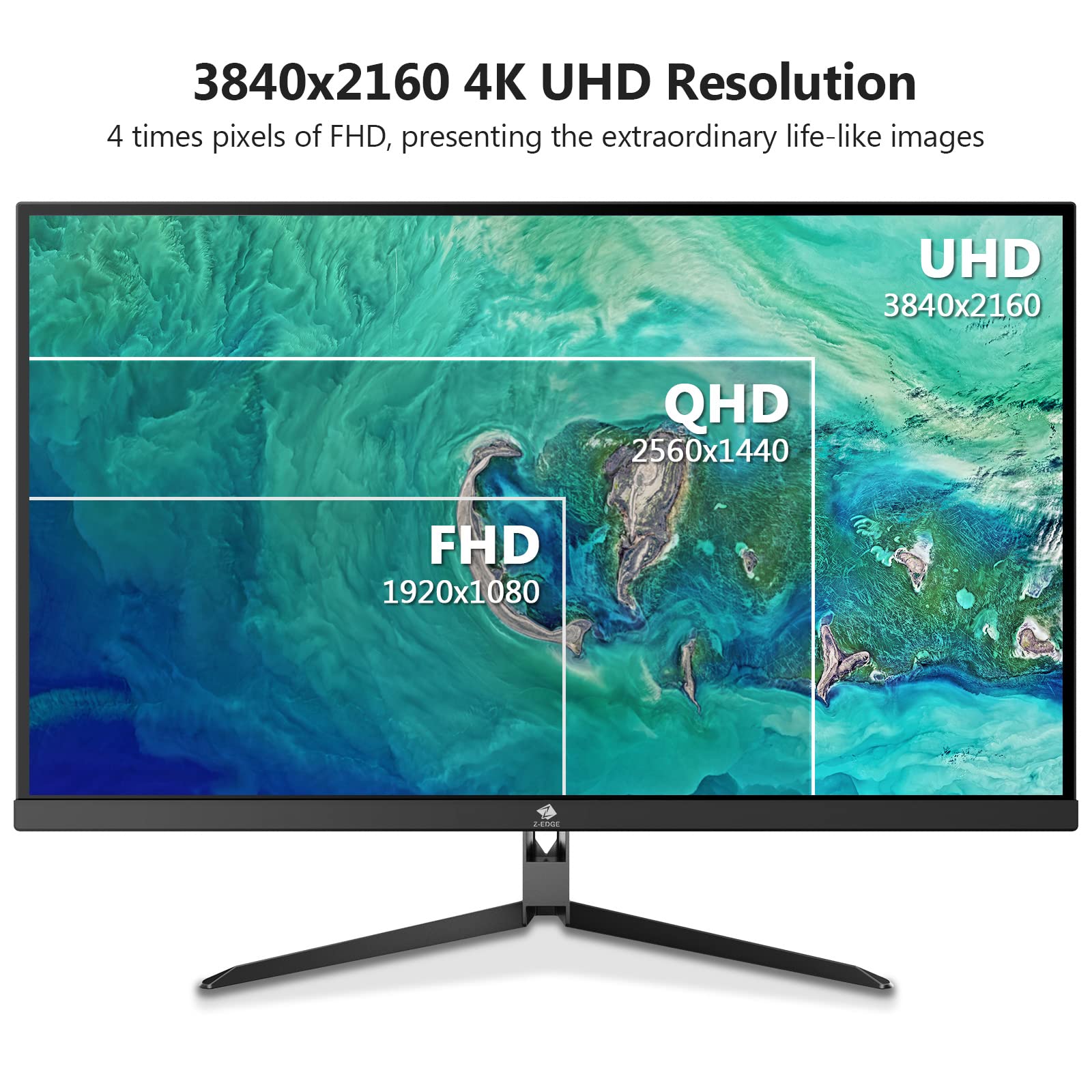 Z-Edge U32I4K 32 Inch 4K Monitor, UHD 3840 x 2160 IPS Monitor, AMD FreeSync, Viewing 178°, HDMI and USB Type-C Connectivity, 60Hz Refresh Rate, 8ms, 3-Side Virtually Ultra-Slim Bezel Design